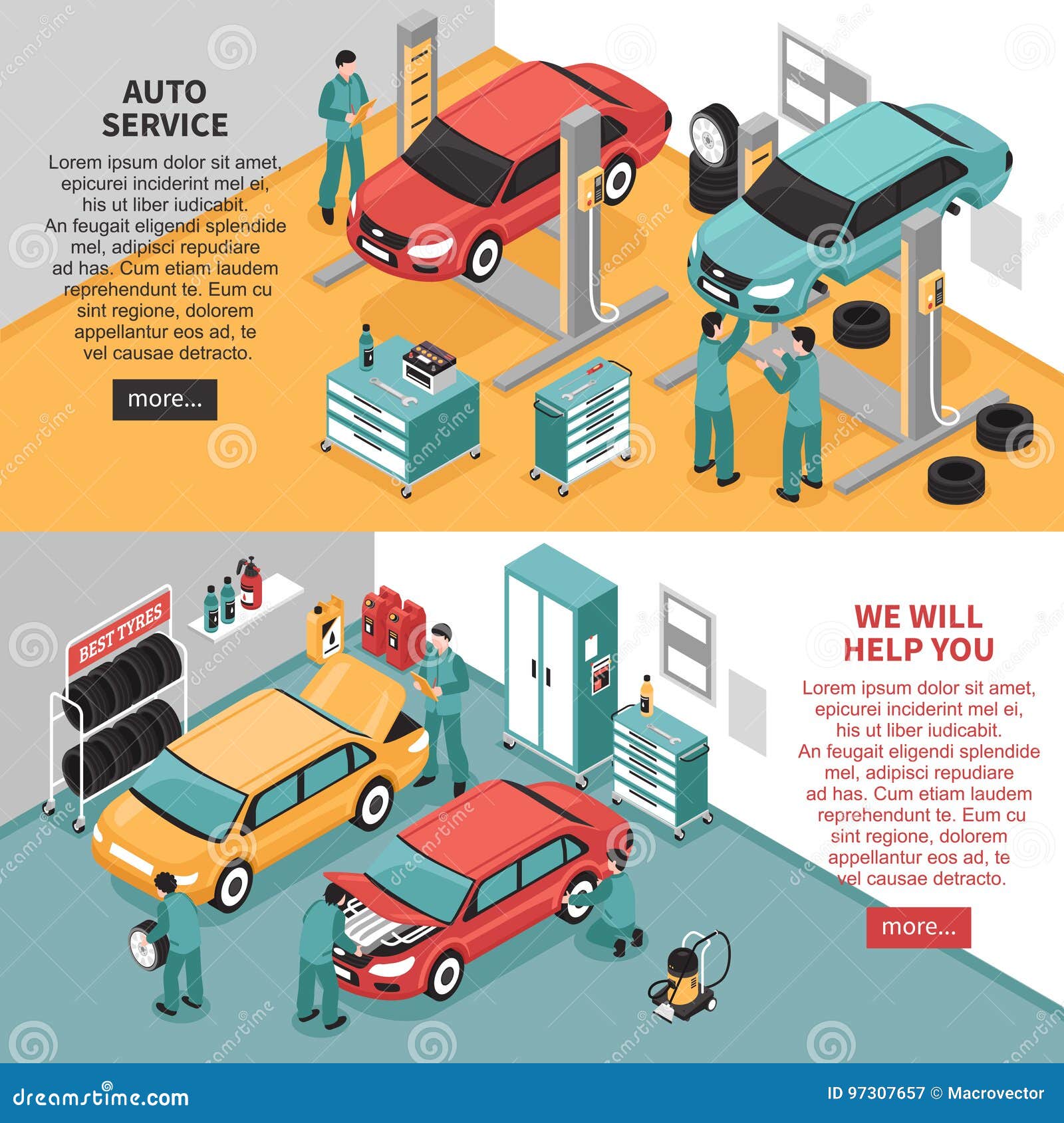 Auto Service Banners stock vector. Illustration of control - 97307657