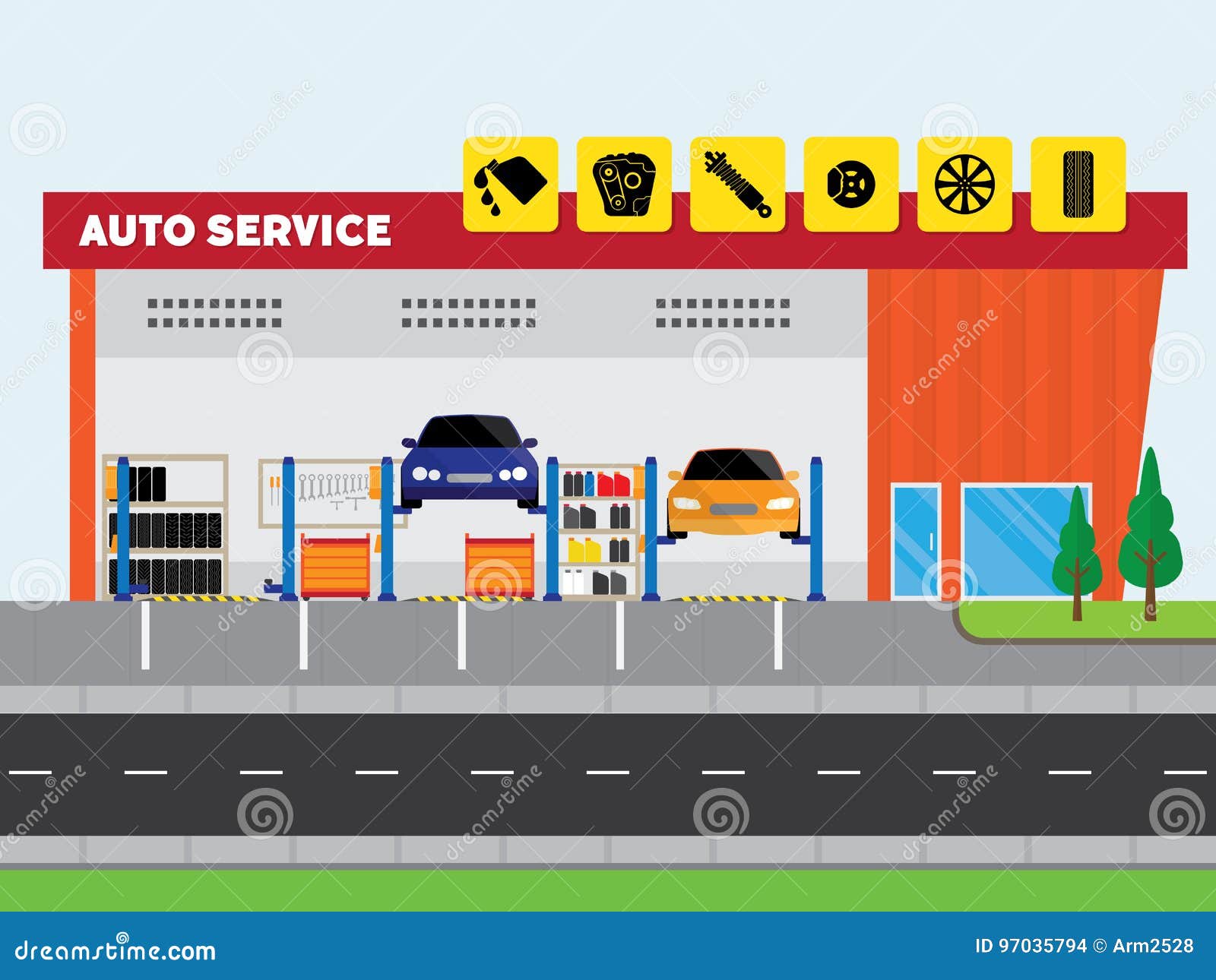 Auto service center stock vector. Illustration of tool - 97035794