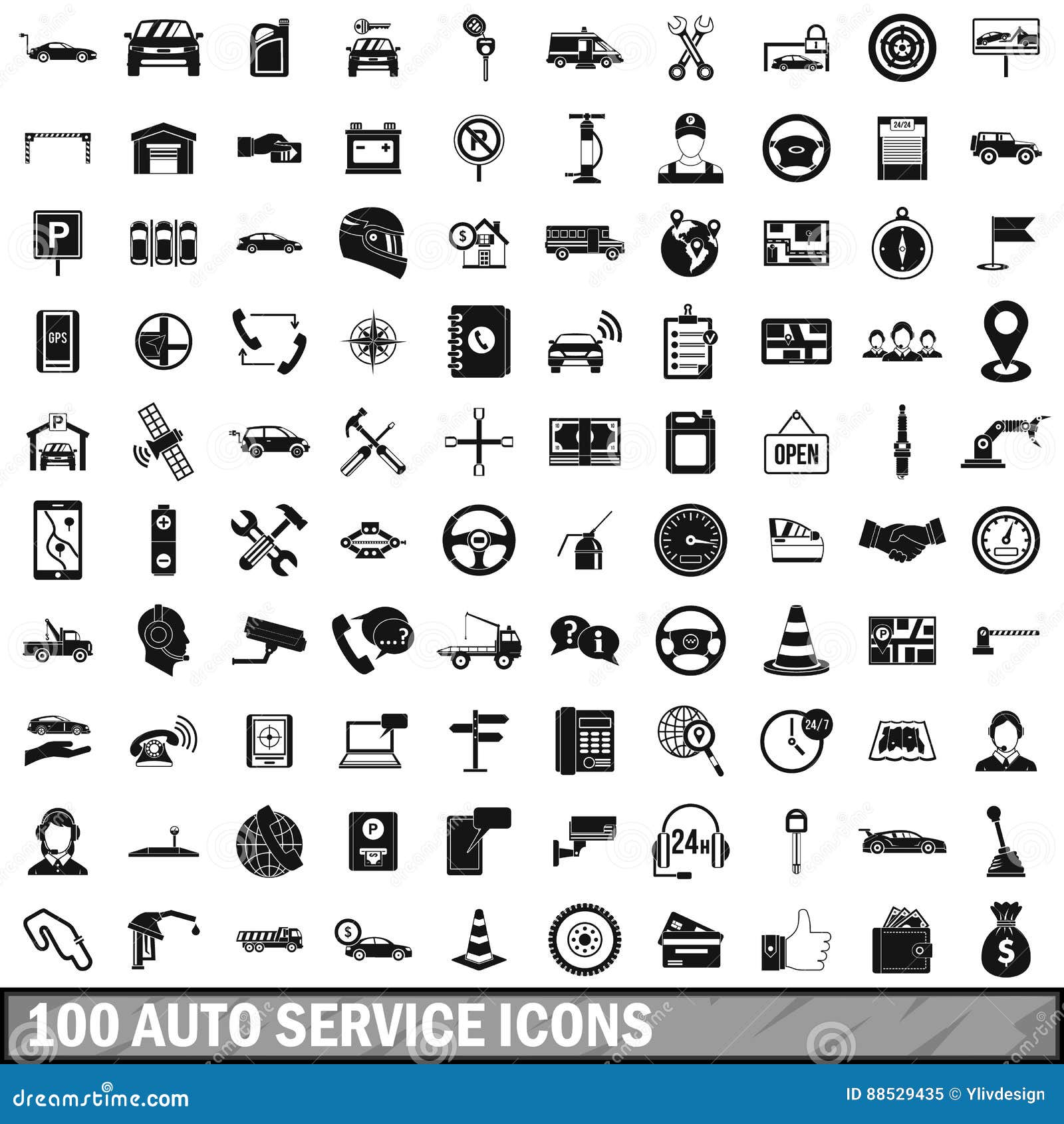 100 Auto Service Center Icons Set, Simple Style Stock Vector ...