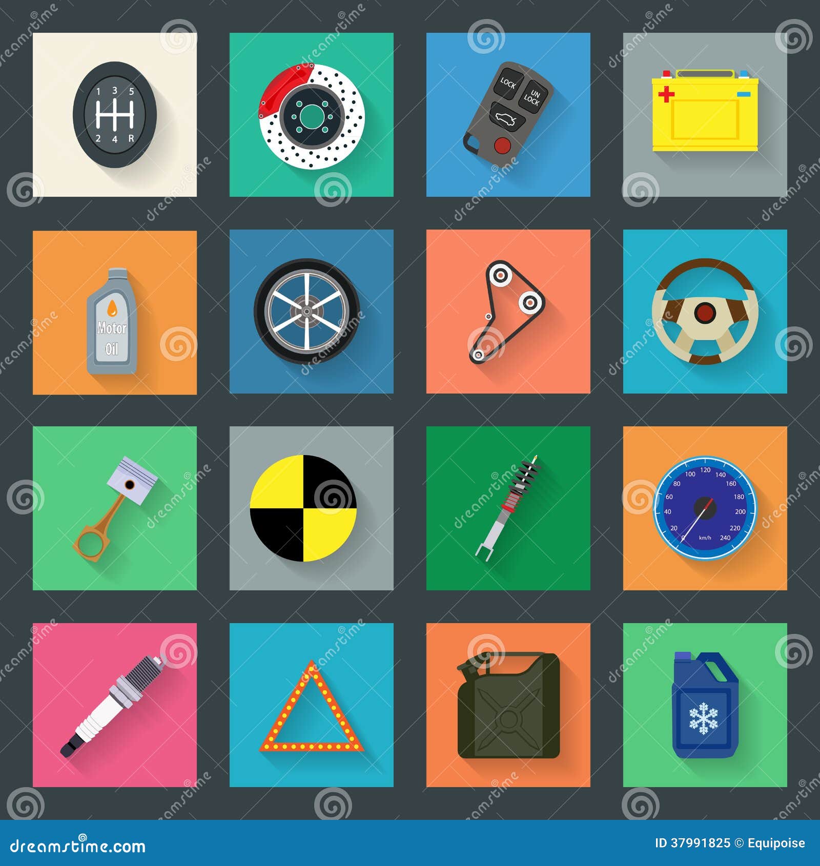 Auto Service Flat Icons Set Stock Illustration - Illustration of help ...