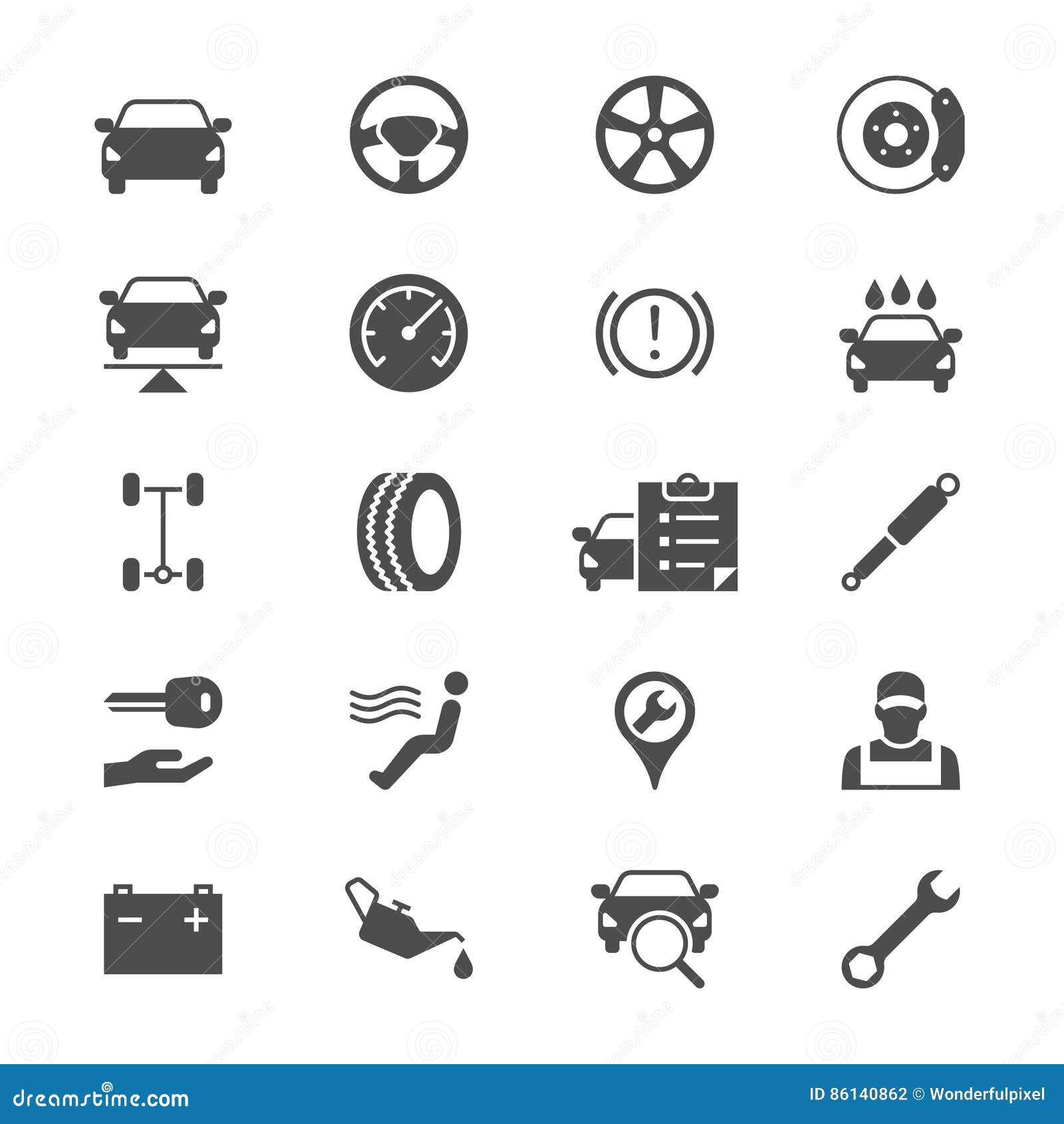 Auto service flat icons stock vector. Illustration of magnesium - 86140862