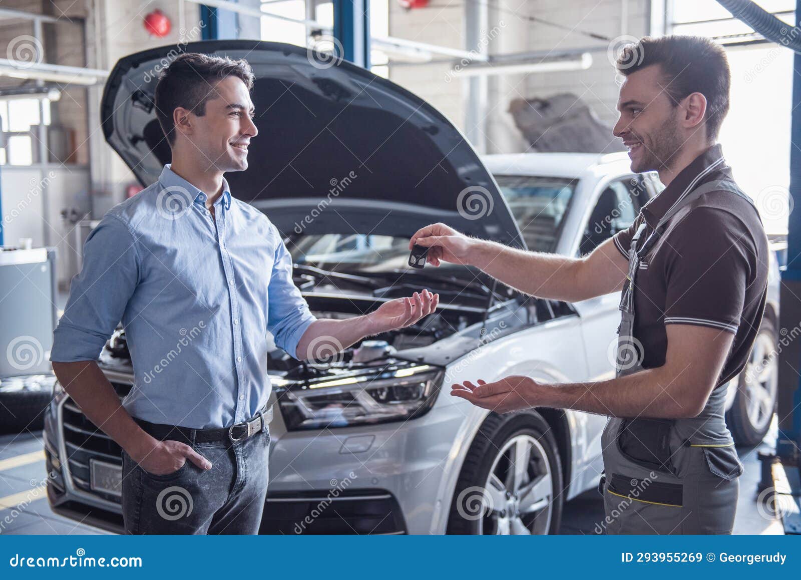 At the auto service stock image. Image of mechanic, discuss - 293955269