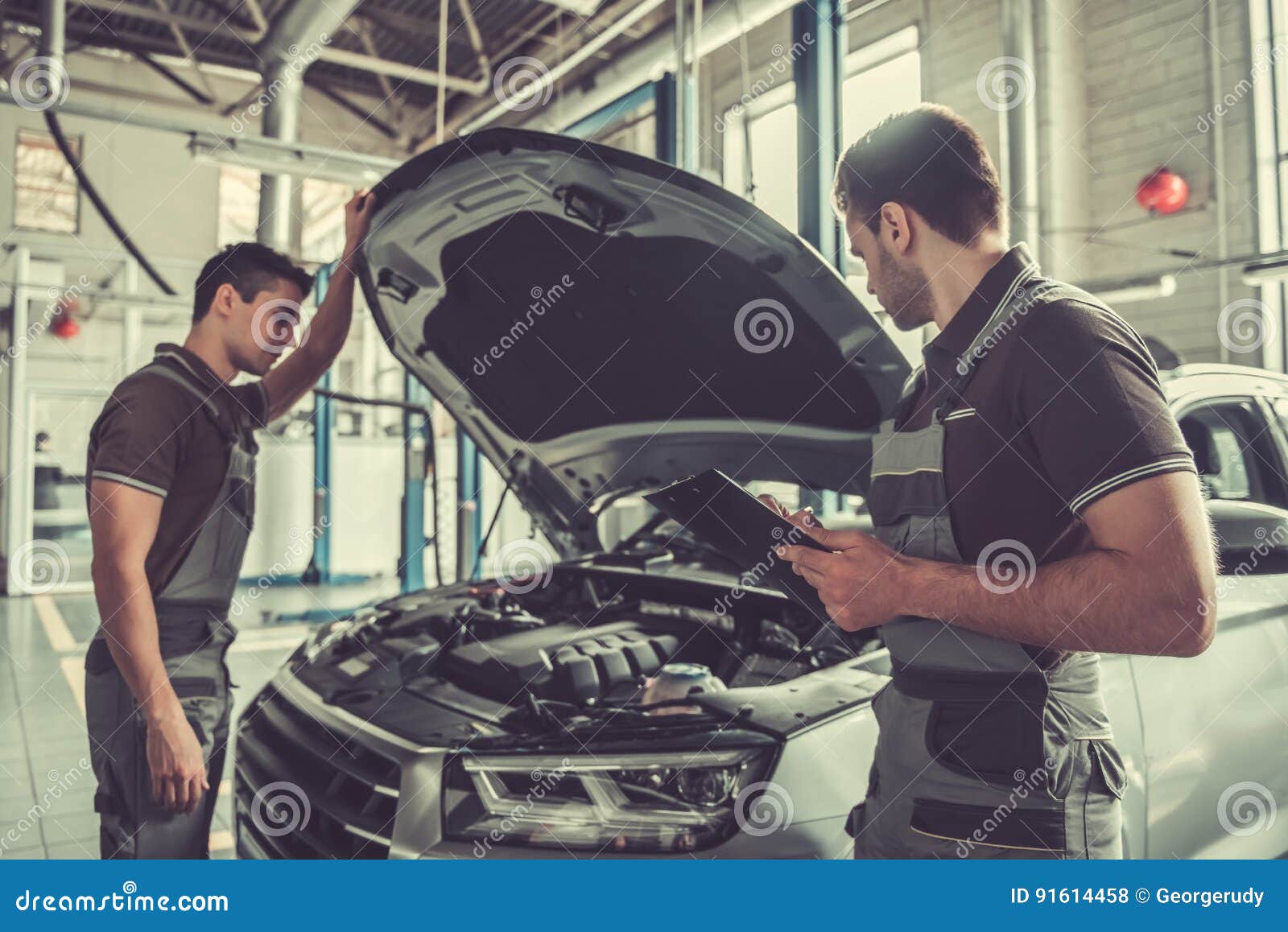 At the auto service stock photo. Image of business, employment - 91614458
