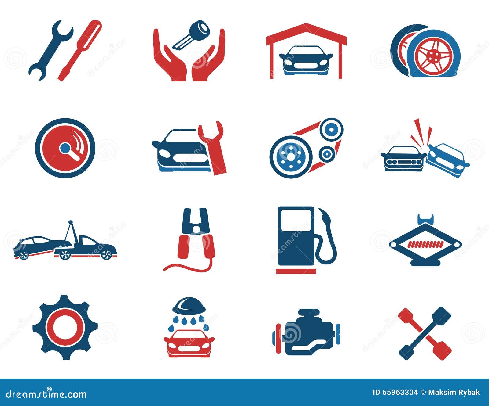 Auto Service Icons stock vector. Illustration of service - 65963304
