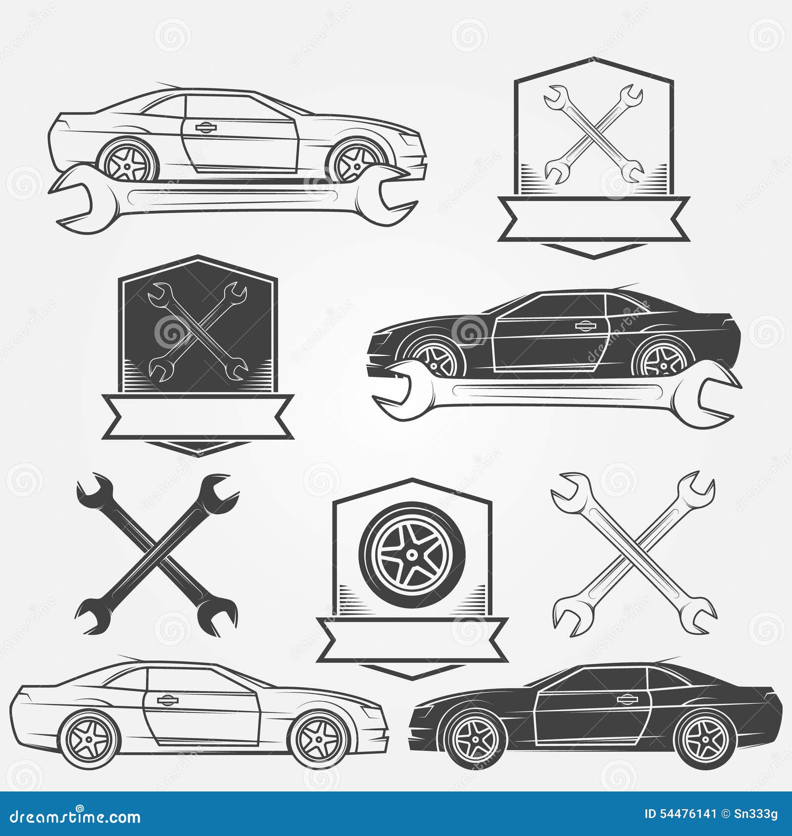 Auto Service or Repair Labels Stock Vector - Illustration of service ...