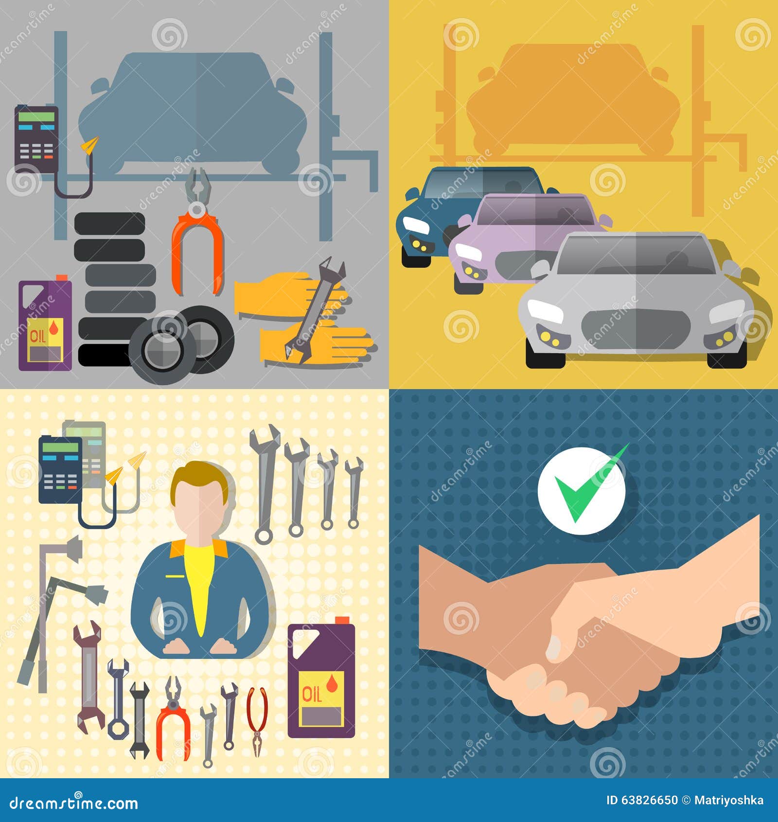 Auto service set stock vector. Illustration of automobile - 63826650