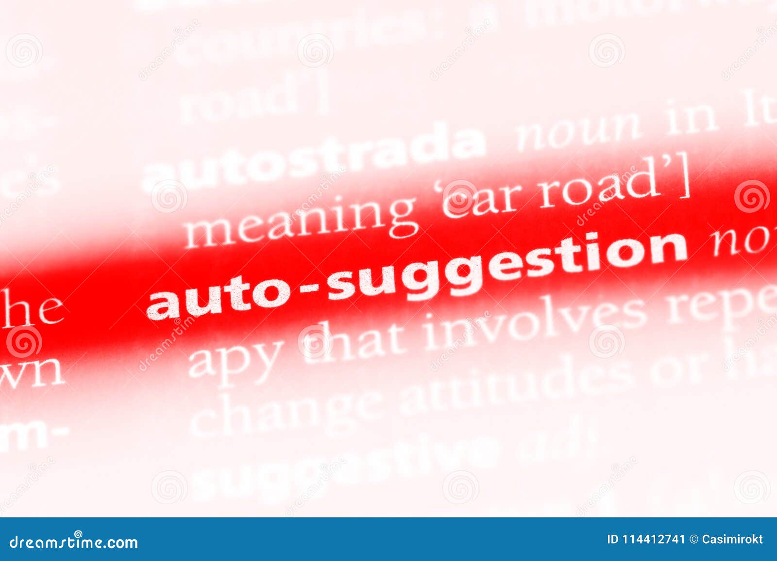 Auto-suggestion stock image. Image of printed, english - 114412741