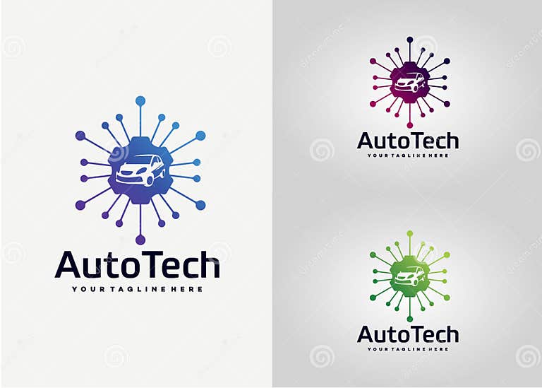Auto Tech Logo Design Template Stock Vector - Illustration of company ...