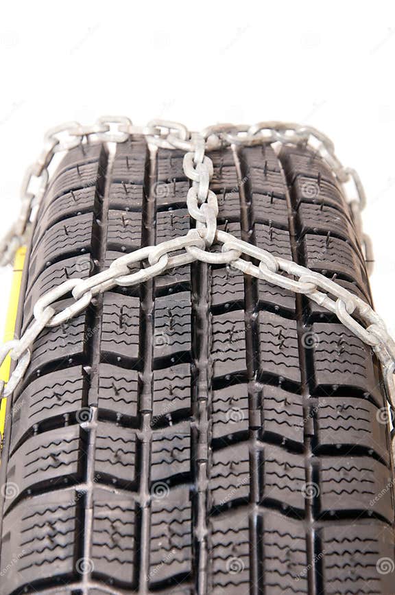 Auto tire and chains stock photo. Image of transportation - 17358236