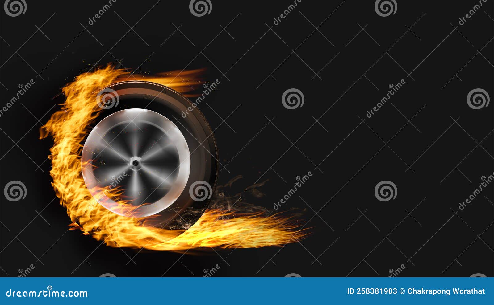 Auto Tire in Fire Burning Wheel on Background Stock Illustration ...