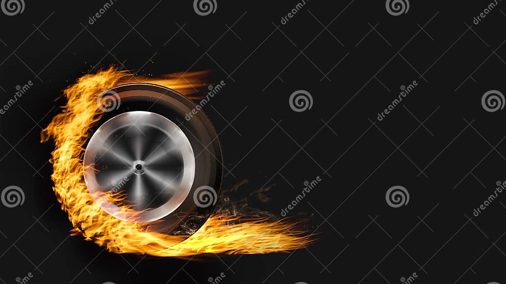 Auto Tire in Fire Burning Wheel on Background Stock Illustration ...
