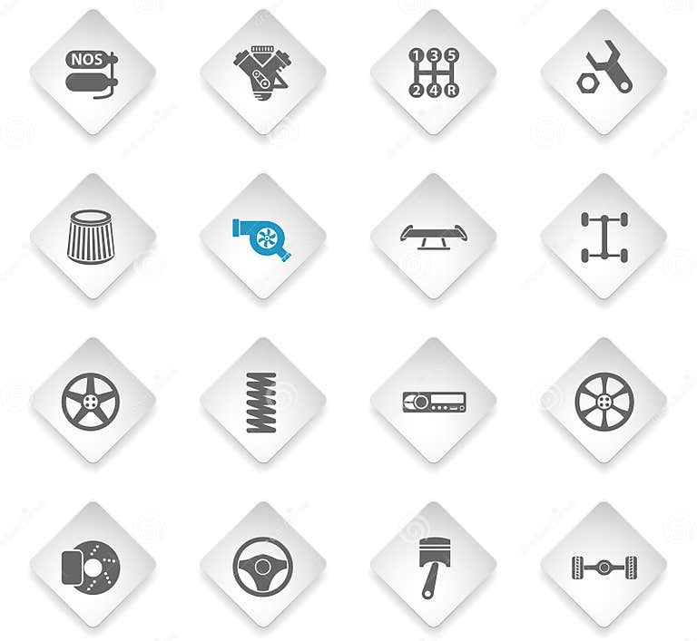 Auto tuning icon set stock vector. Illustration of brake - 135127464