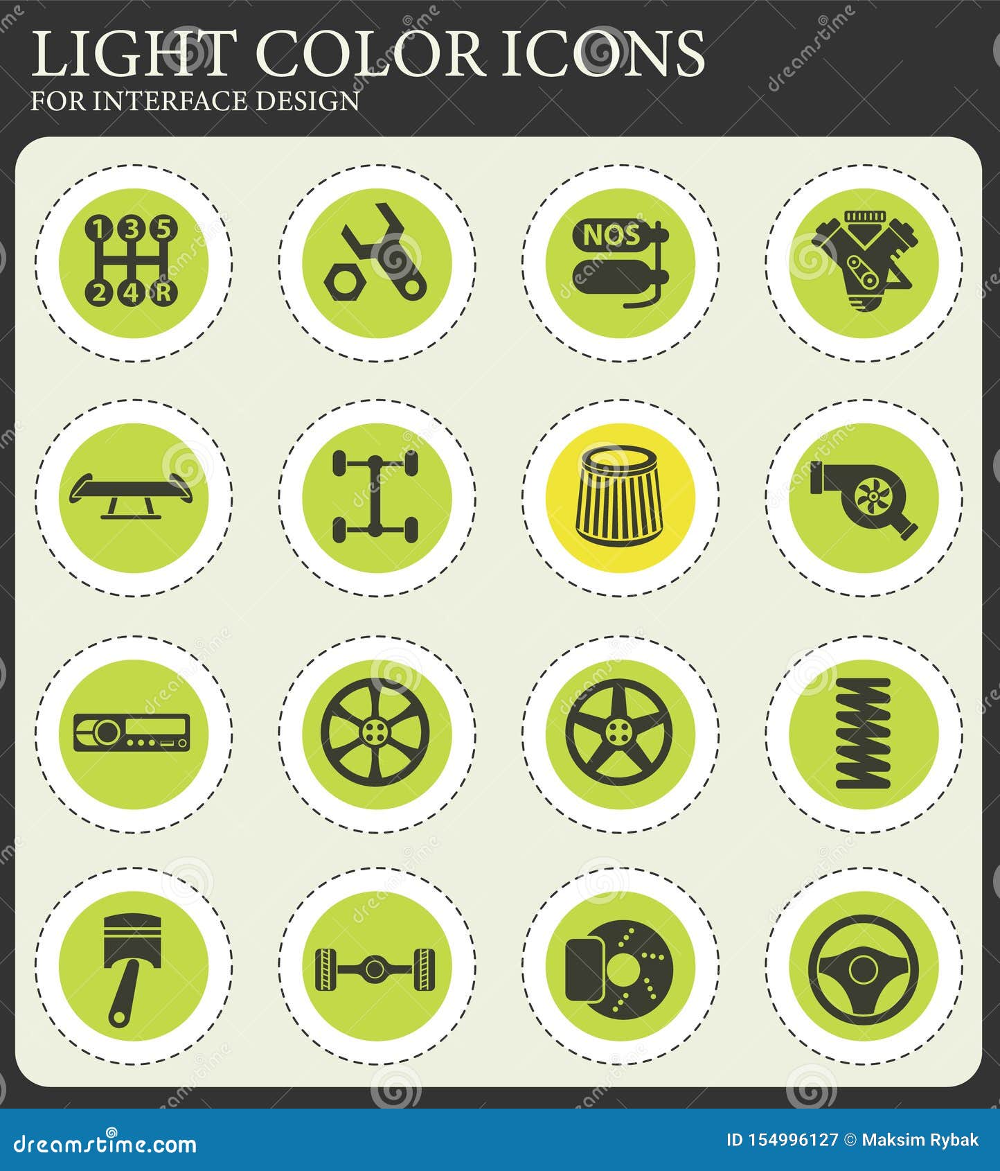 Auto tuning icon set stock vector. Illustration of icon - 154996127