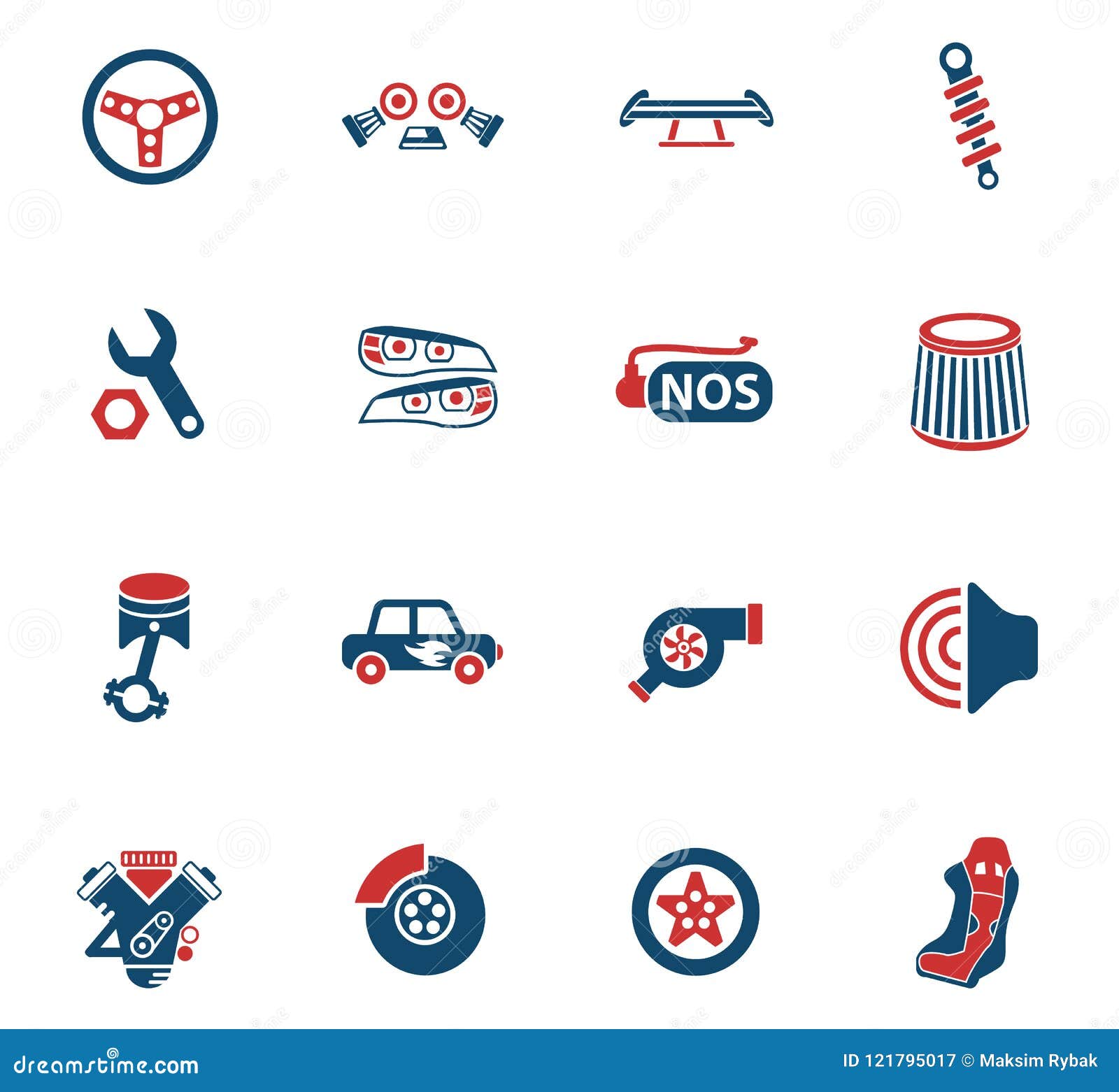 Auto tuning icon set stock vector. Illustration of tuning - 121795017