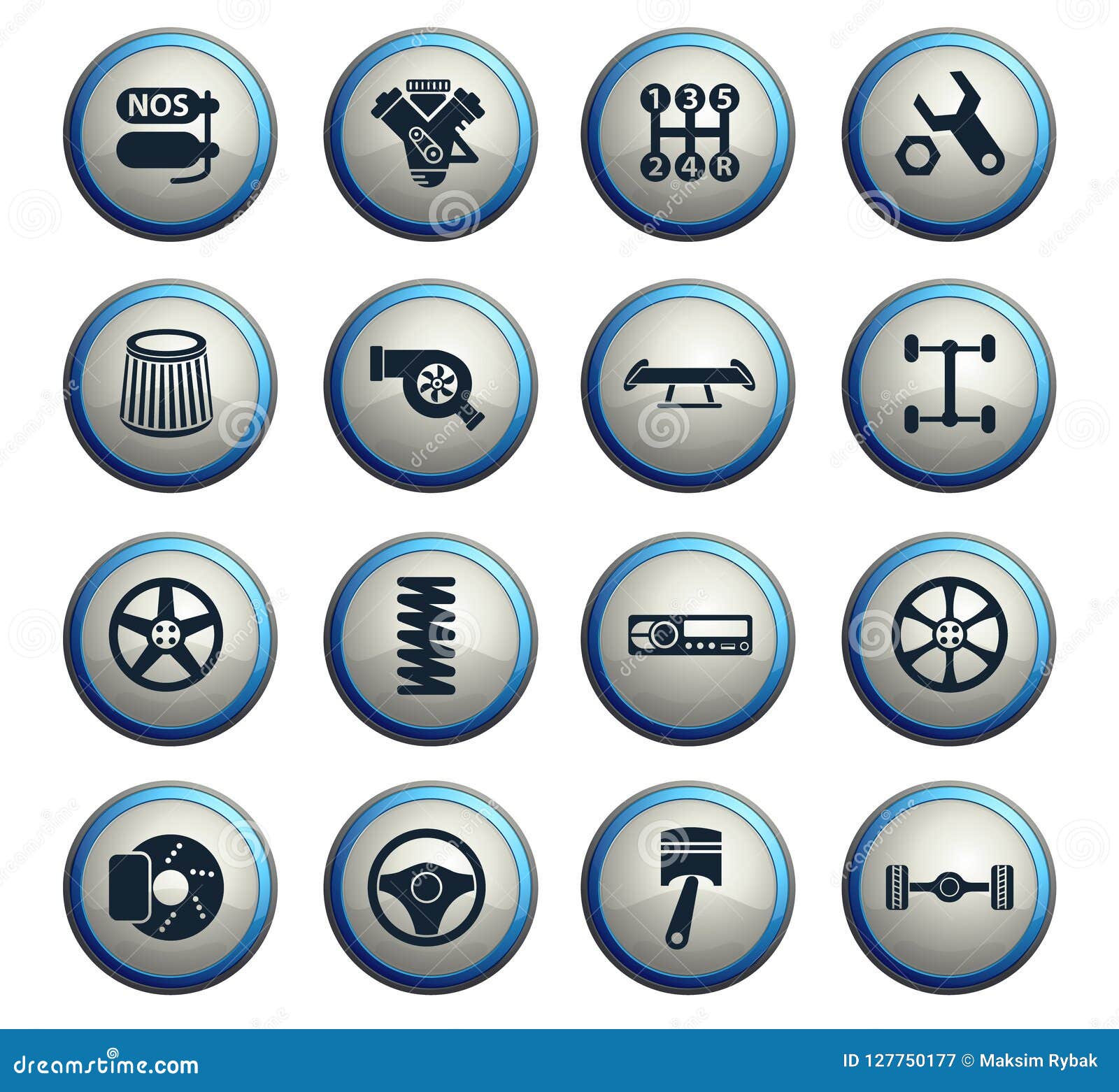 Auto tuning icon set stock vector. Illustration of spoiler - 127750177