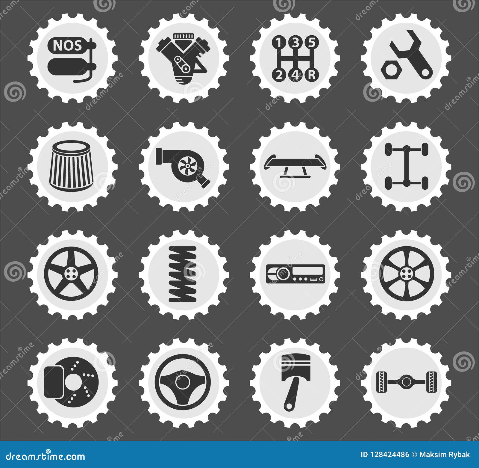 Auto tuning icon set stock vector. Illustration of symbol - 128424486
