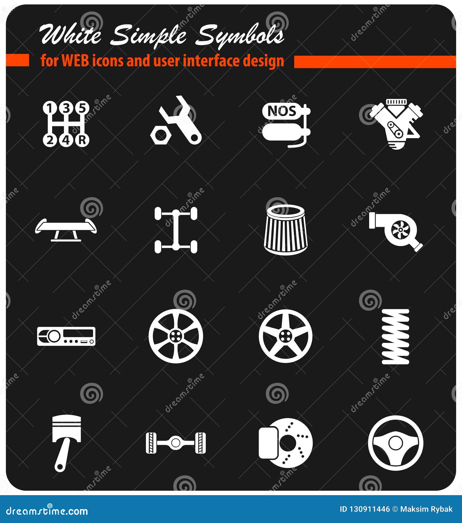 Auto tuning icon set stock vector. Illustration of symbol - 130911446