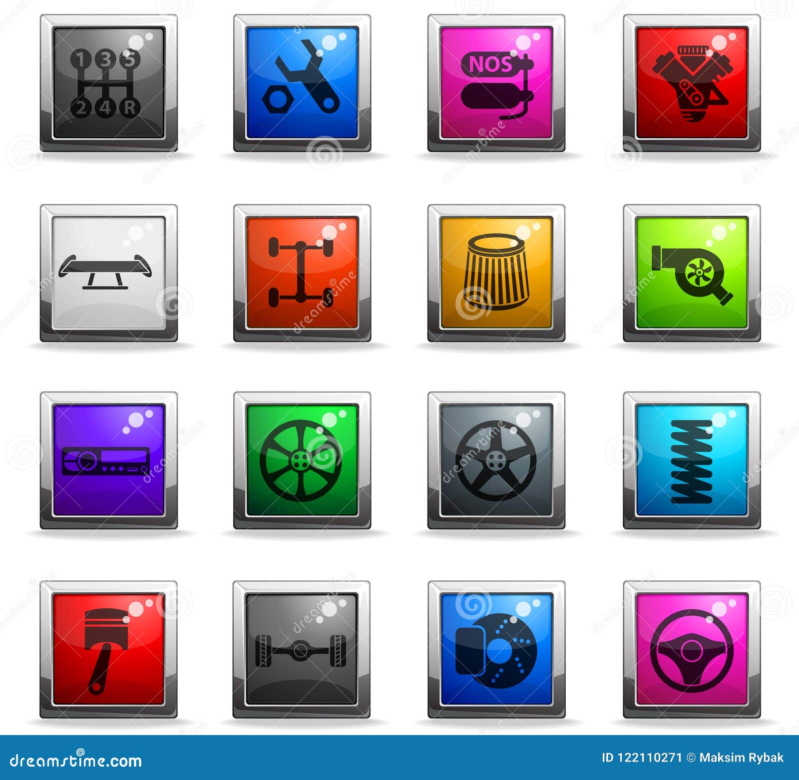 Auto tuning icon set stock illustration. Illustration of disks - 122110271