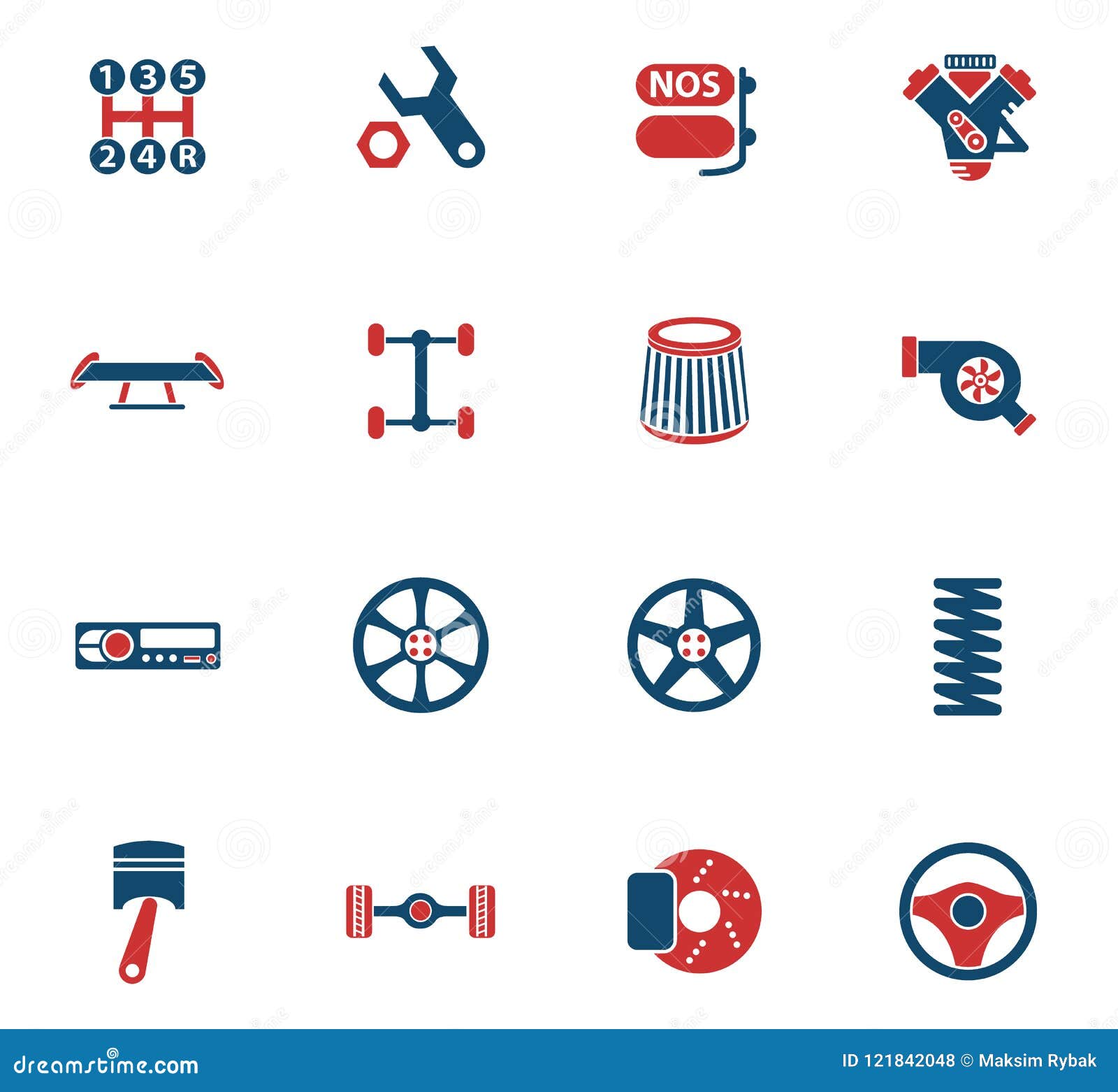 Auto tuning icon set stock vector. Illustration of auto - 121842048