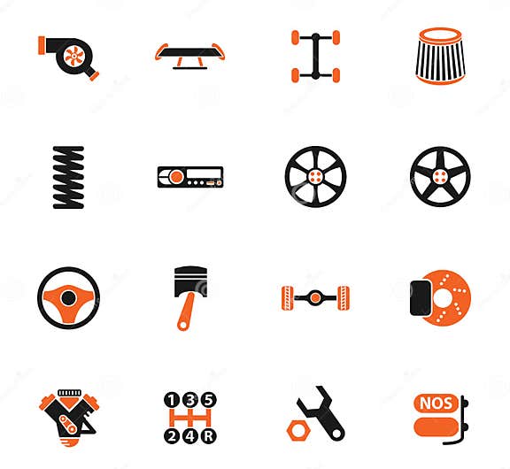 Auto tuning icon set stock illustration. Illustration of wheel - 123417049