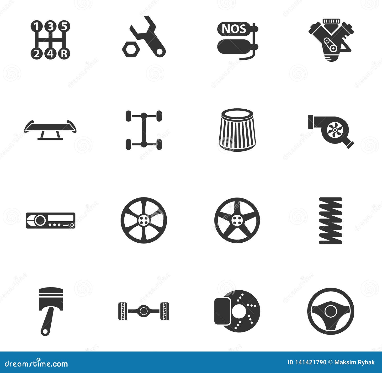 Auto tuning icon set stock vector. Illustration of spoiler - 141421790