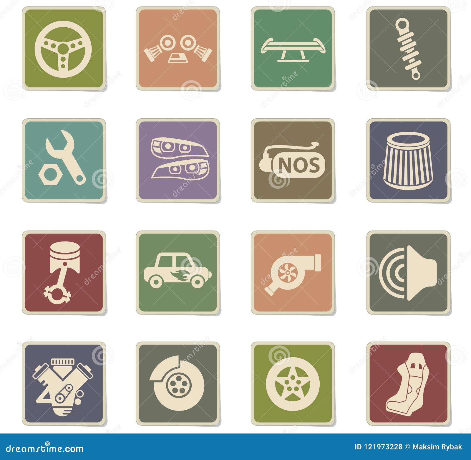 Auto tuning icon set stock vector. Illustration of icon - 121973228