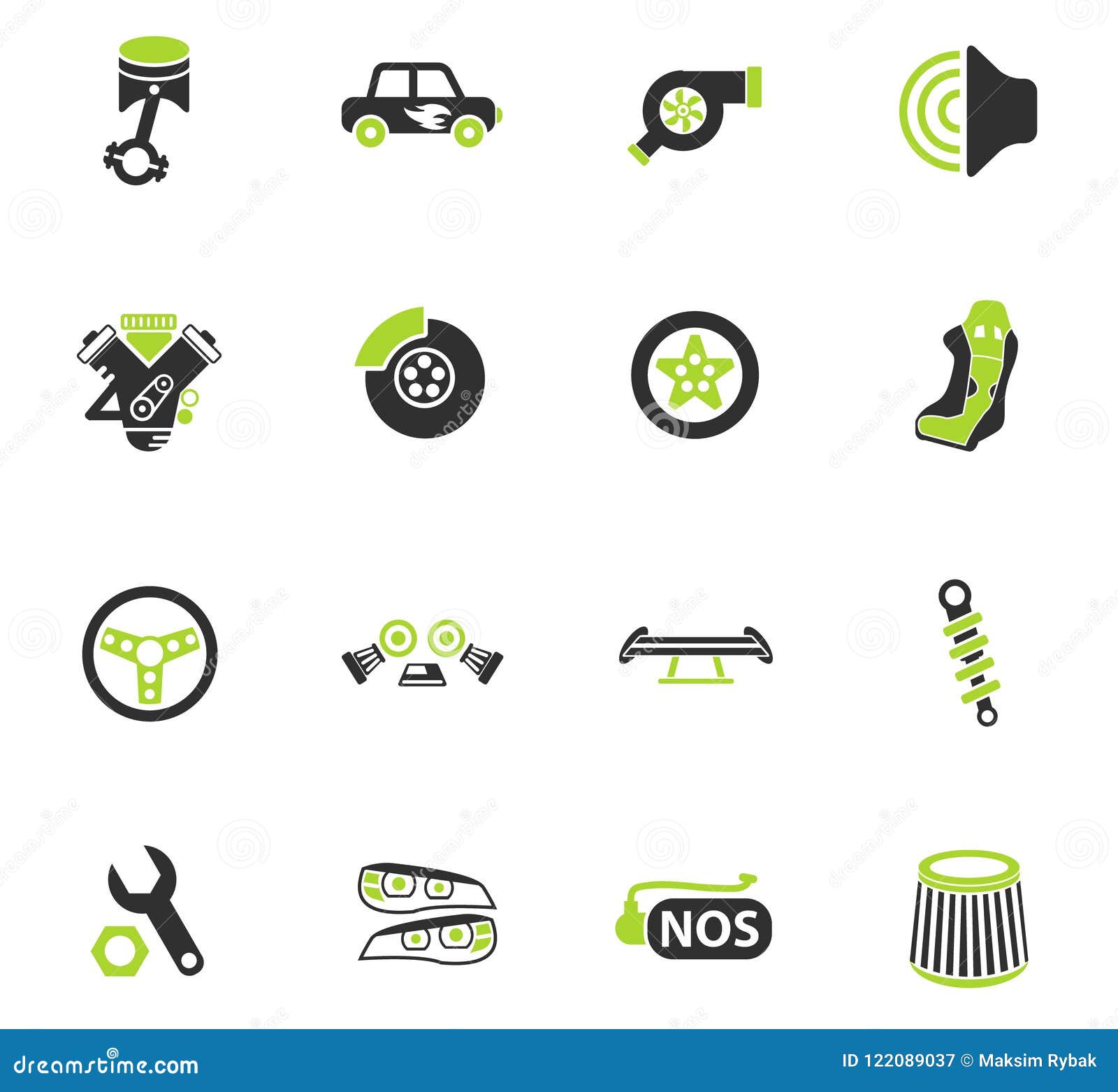 Auto tuning icon set stock vector. Illustration of filter - 122089037