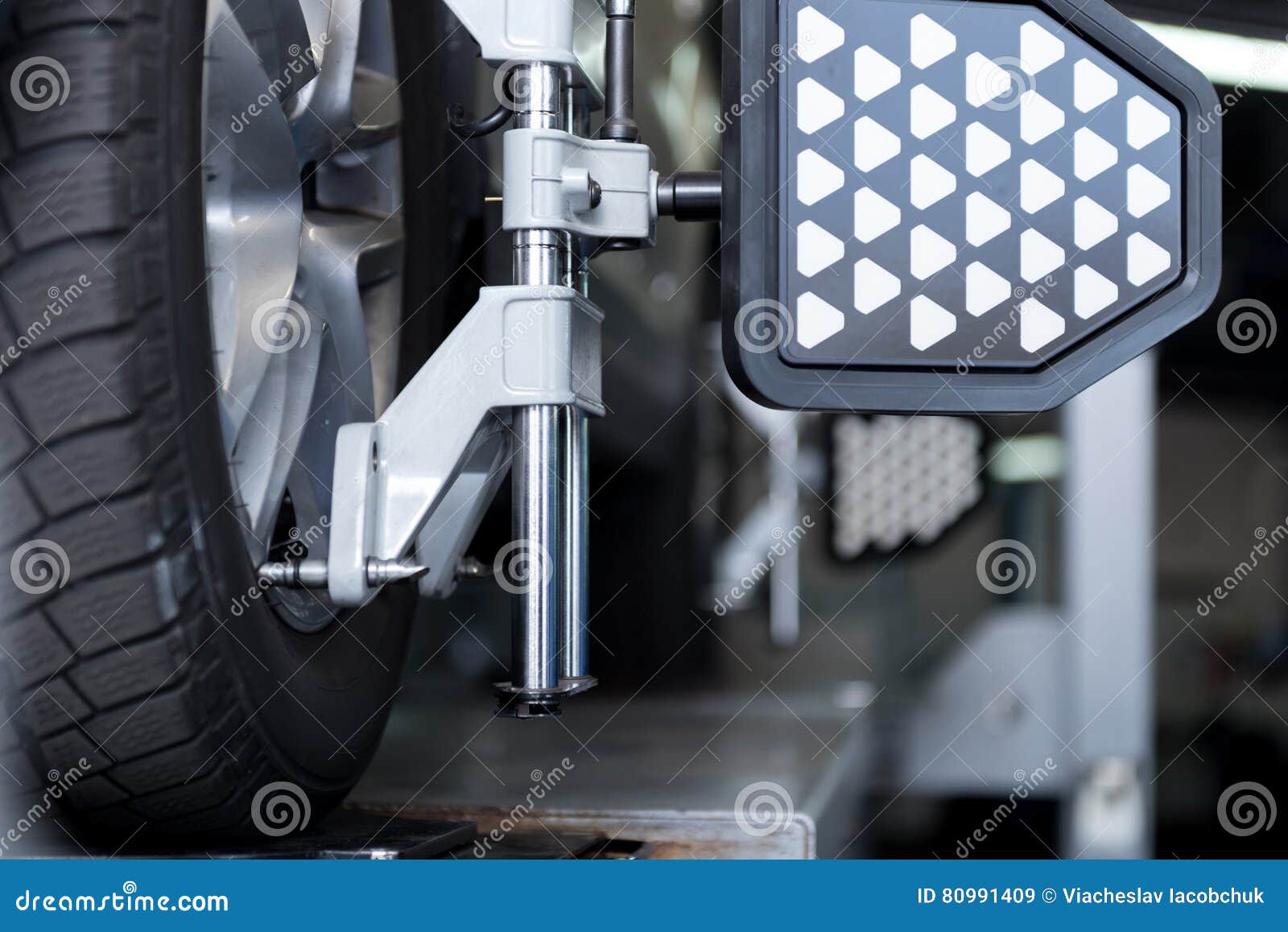 Auto Wheel Fixed in Alignment Machine Clap Stock Image - Image of ...