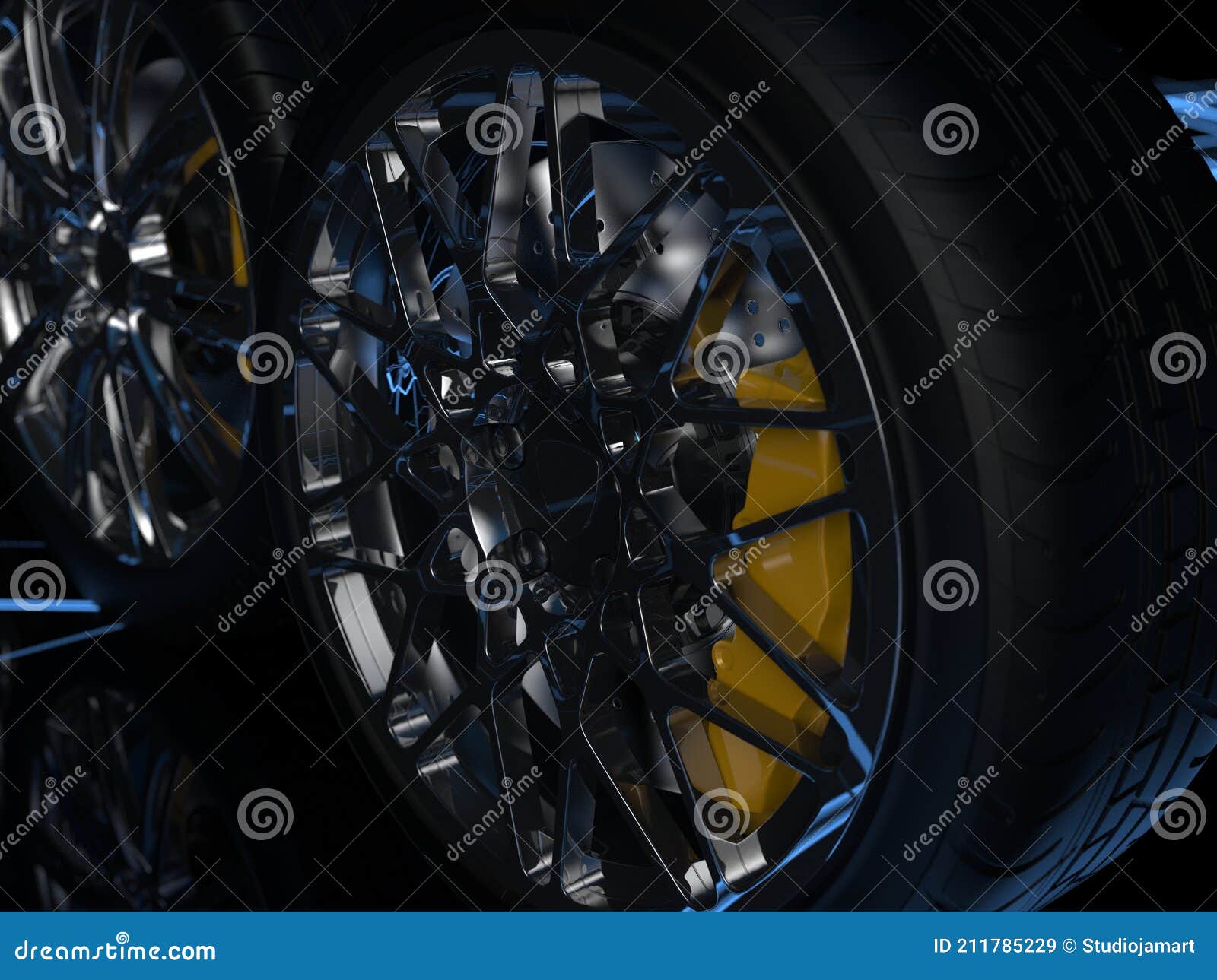Auto Wheels on Futuristic Background. Stock Illustration - Illustration ...