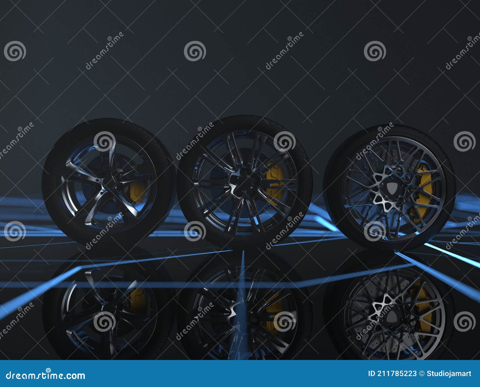Auto Wheels on Futuristic Background. Stock Illustration - Illustration ...