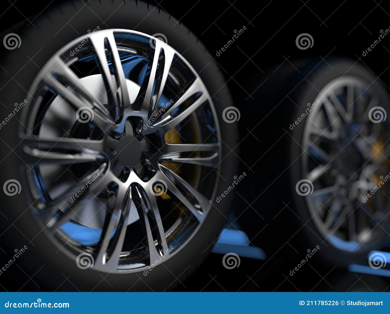 Auto Wheels on Futuristic Background. Stock Illustration - Illustration ...