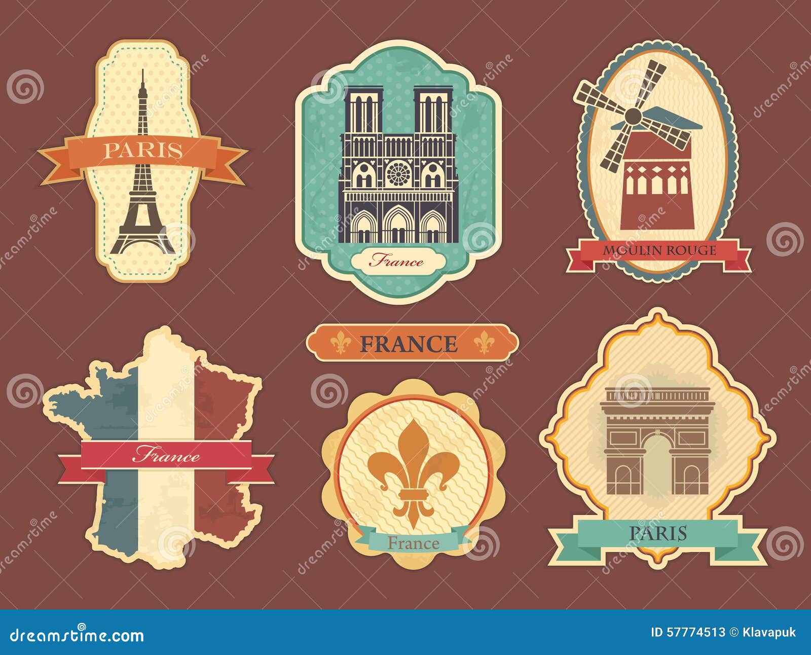 Autoadesivi Con I Simboli Della Francia Fotografia Stock Editoriale ...