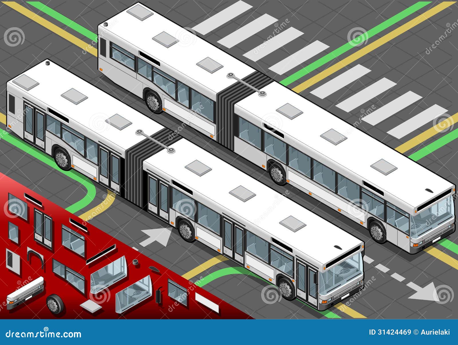 Autobús Largo Isométrico En Front View Ilustración del Vector ...