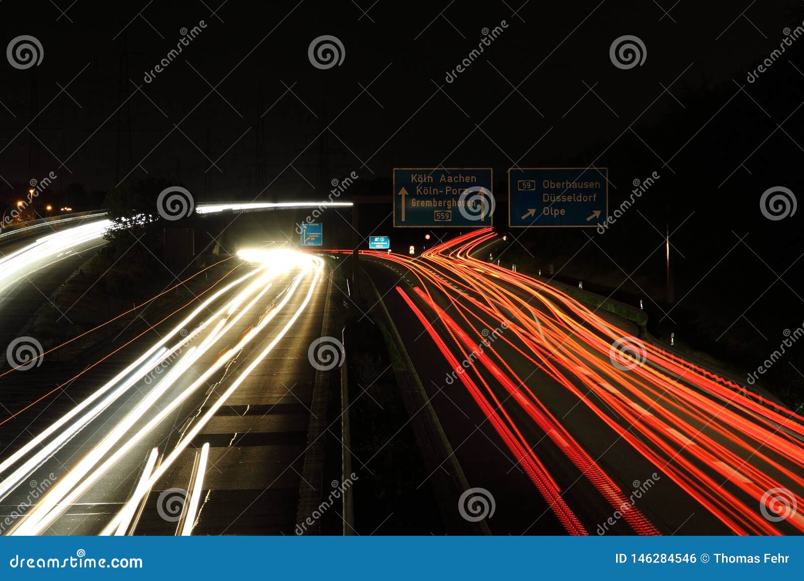 Autobahn car lights stock photo. Image of line, color - 146284546
