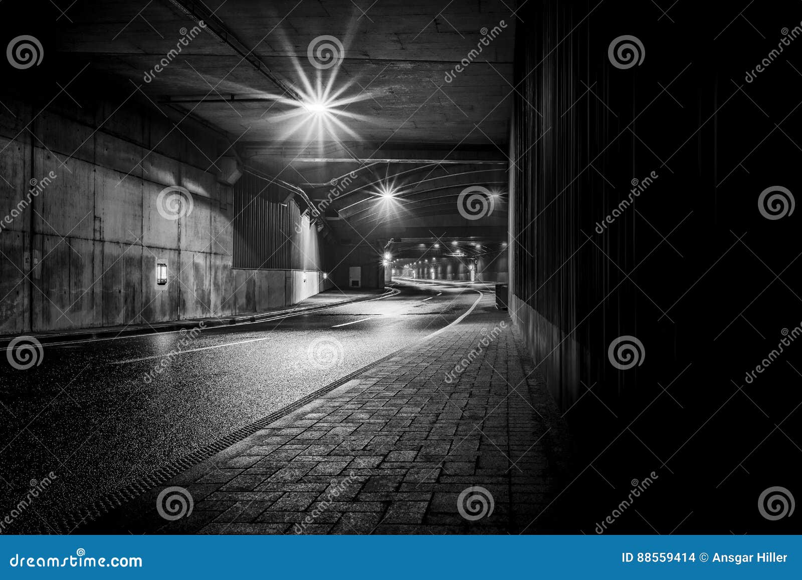 Autobahn Freeway Exit Tunnel Stock Photo - Image of starlights, night ...