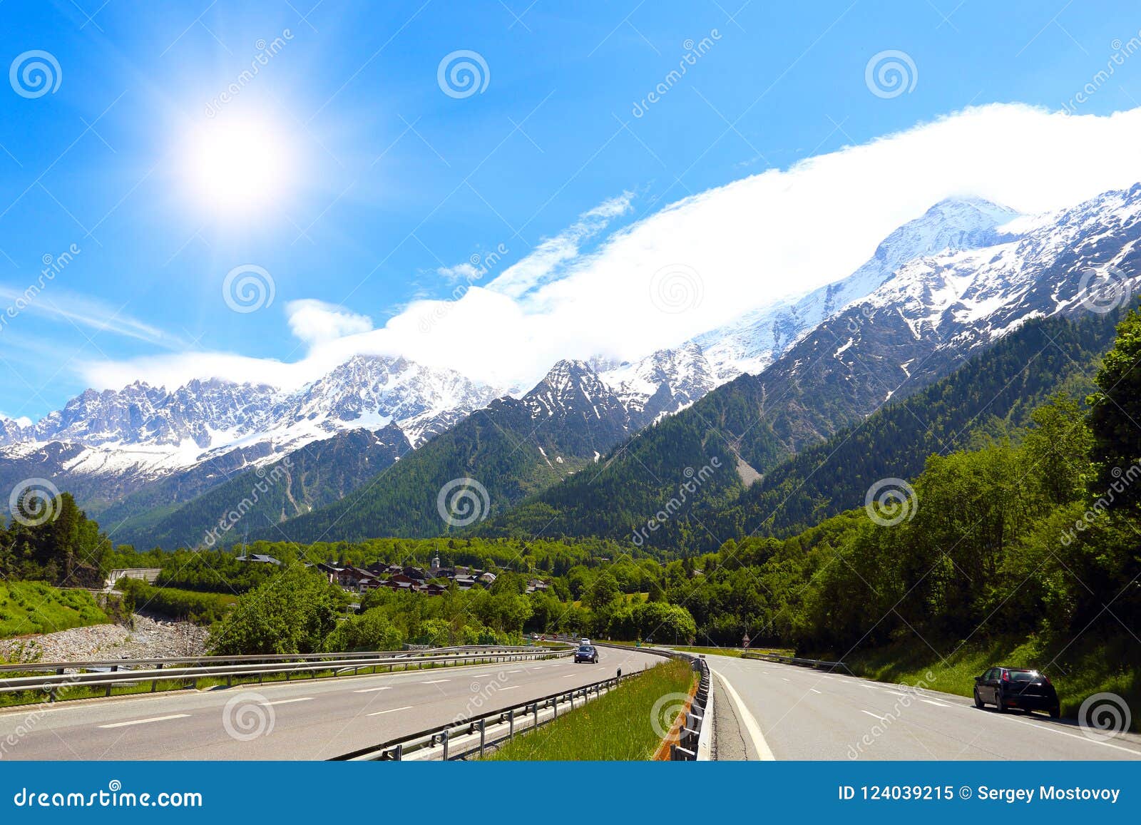 Autobahn at the mountains stock image. Image of roadway - 124039215