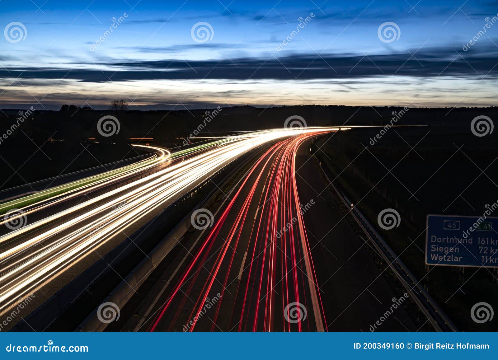 Autobahn at Night stock photo. Image of german, blurred - 200349160