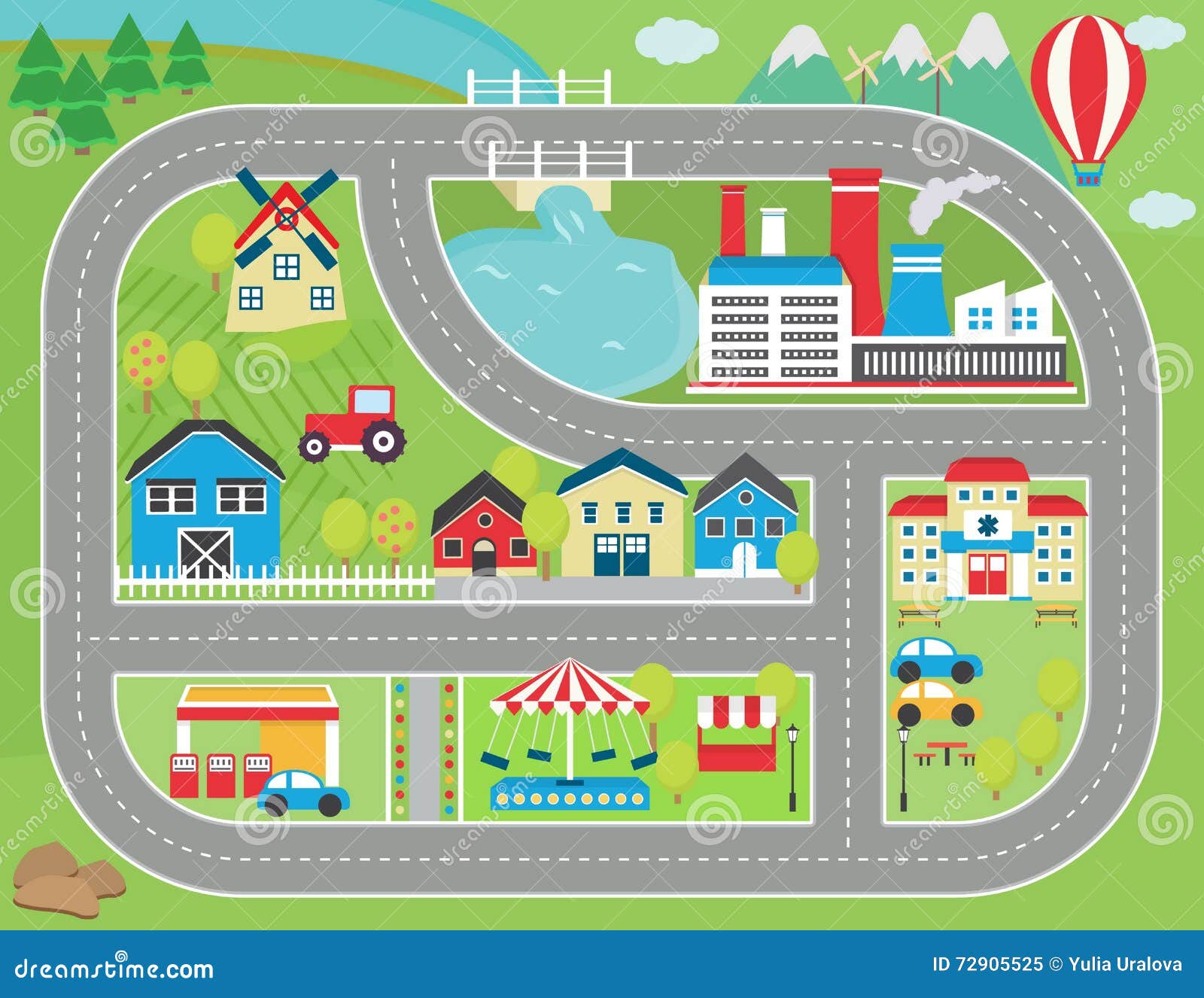 Autobahn-Spiel placemat vektor abbildung. Illustration von fabrik ...