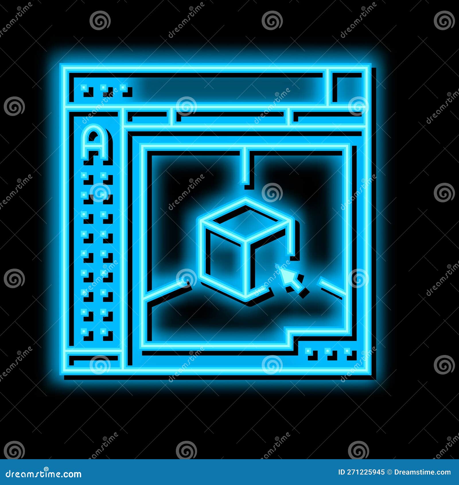 Autocad 3d Program Neon Glow Icon Illustration Stock Vector ...