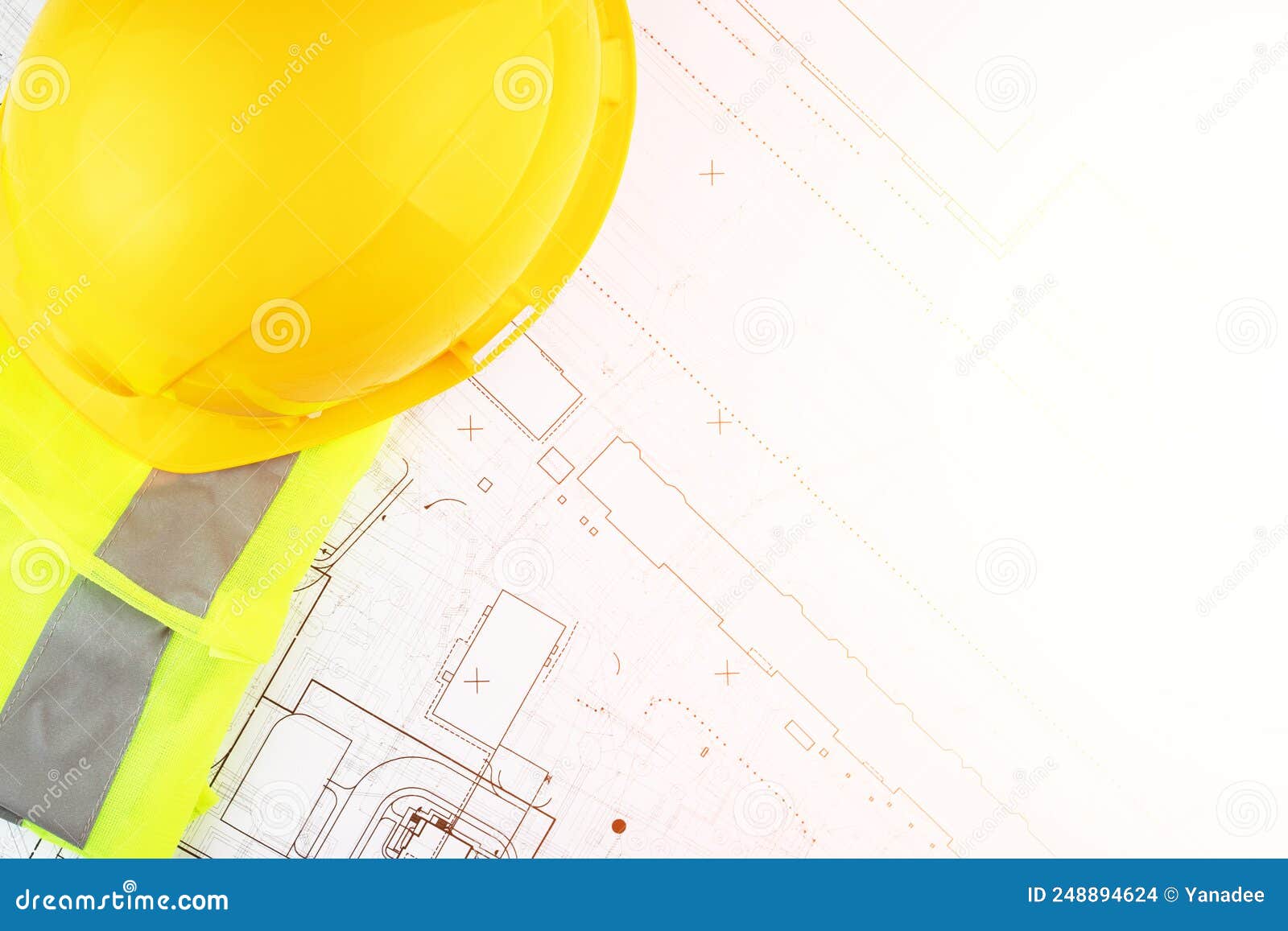 Autocad Drawing, Architecture And Construction, Builder`s Hard Hat And ...
