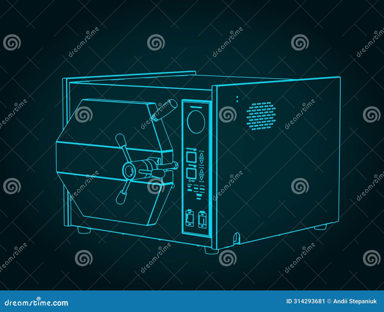 Autoclave Sterilizer Lab Equipment Isometric Blueprint Stock Vector ...