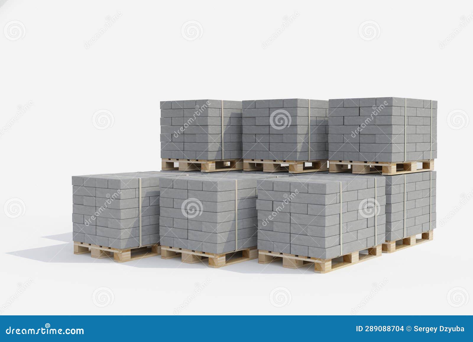 Pallet Of Aerated Concrete Blocks On White Background Stock Image ...
