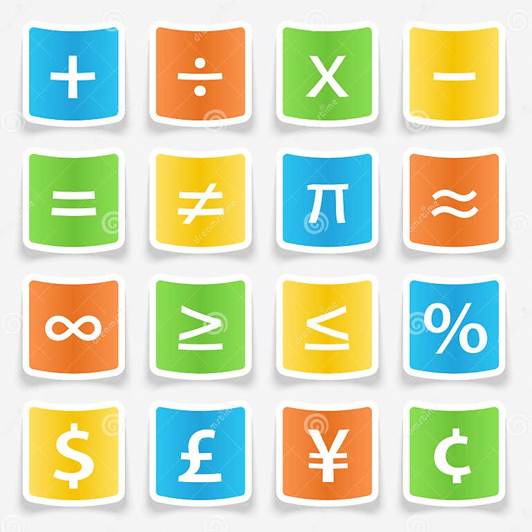 Autocollants De Symbole De Maths Illustration de Vecteur - Illustration ...