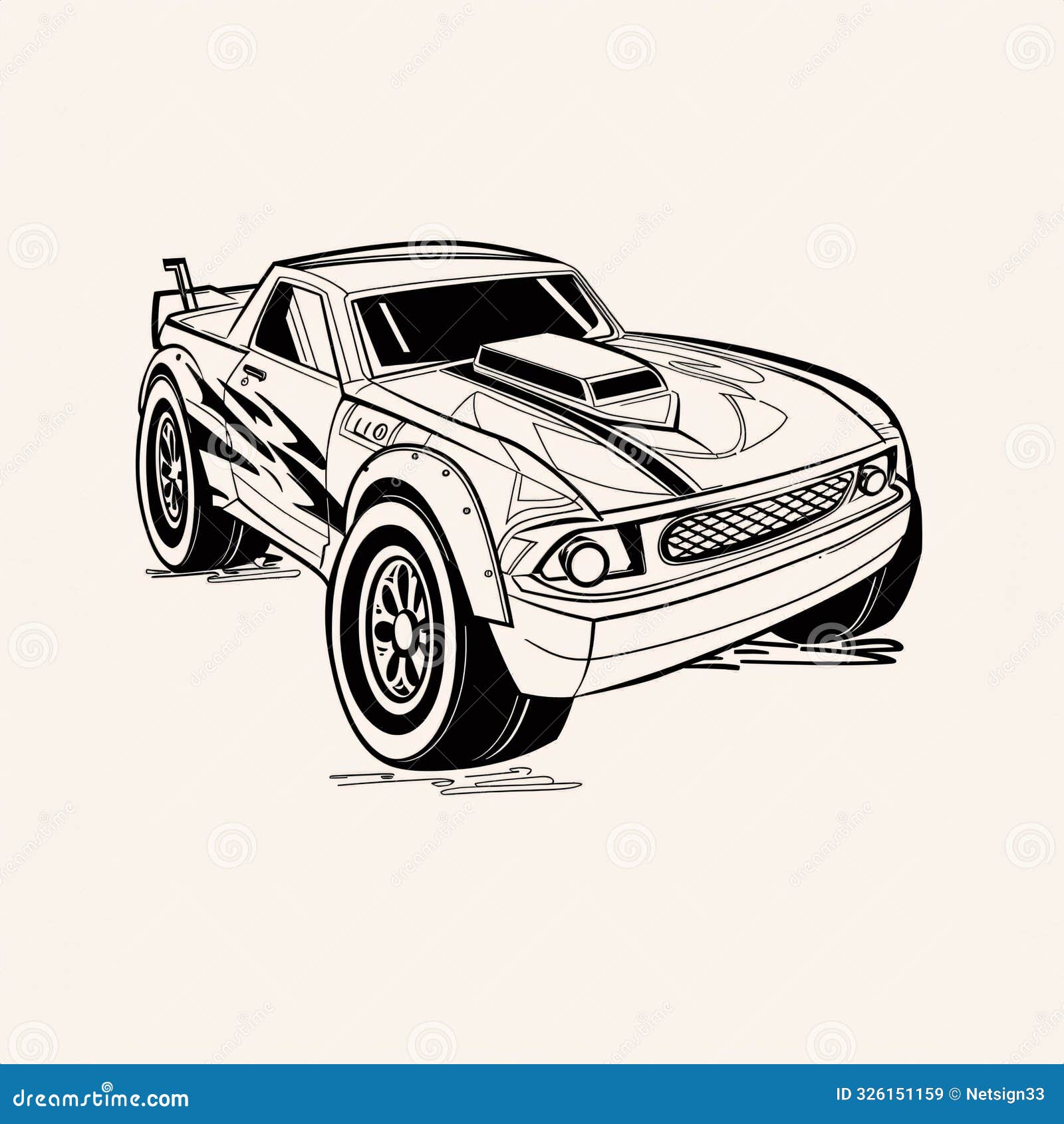 Autocross Car - a Black and White Drawing of a Car Stock Illustration ...