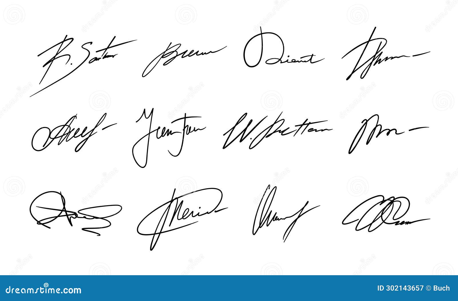 Autograph or Signature Pack, Isolated Vector Set Stock Vector ...