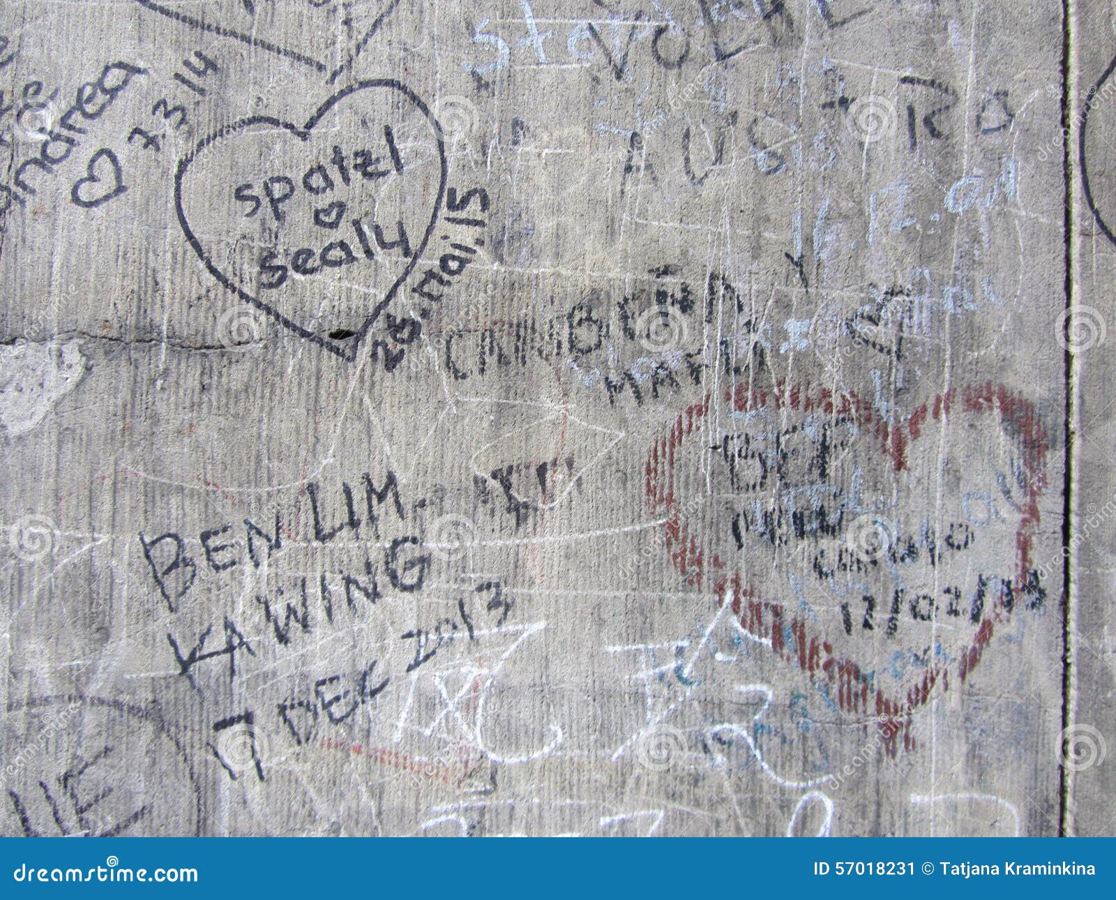 Autographs on a Gray Old Wall, Background Texture Stock Image - Image ...