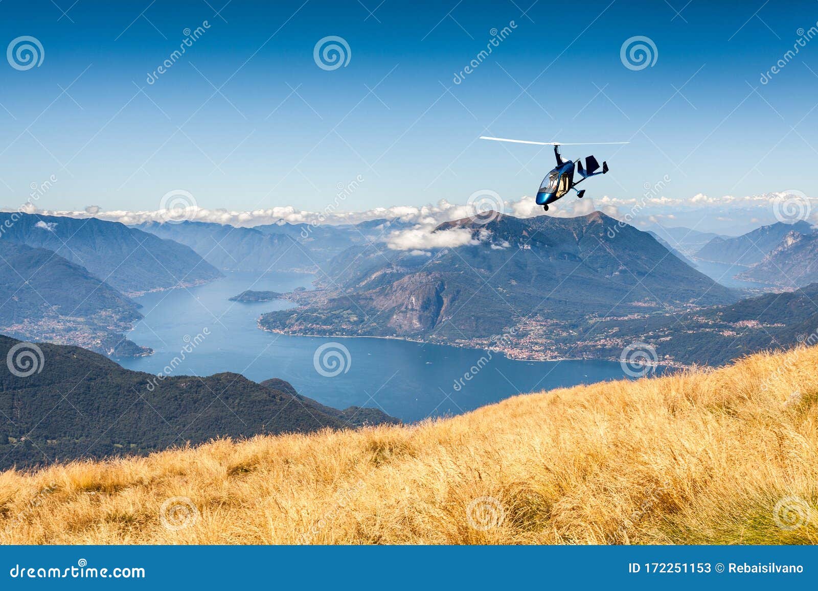 Autogyro flight stock image. Image of height, mountains - 172251153