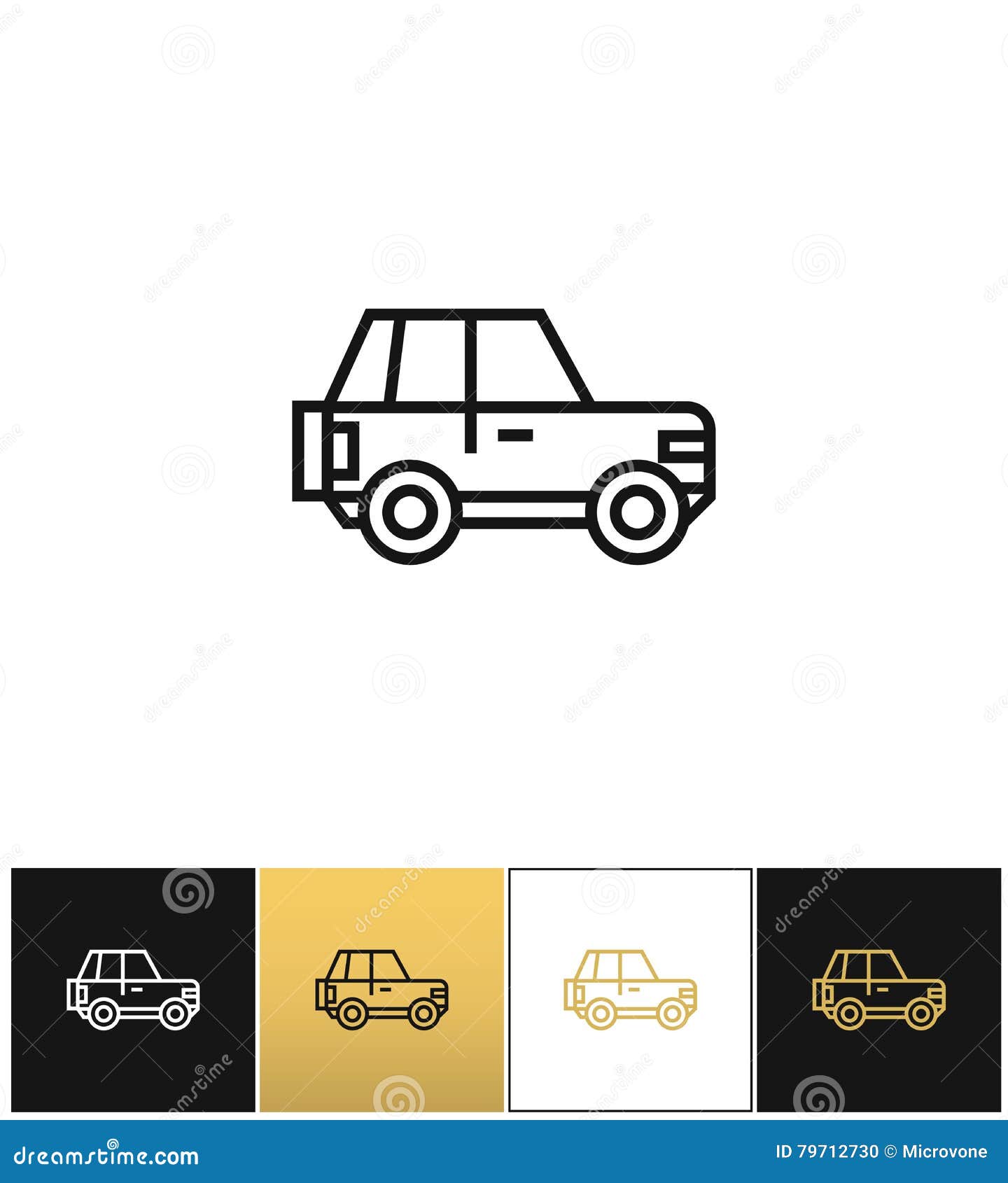 Autolinie Zeichen Oder Auto, Die Lineare Vektorikone Fahren Vektor ...