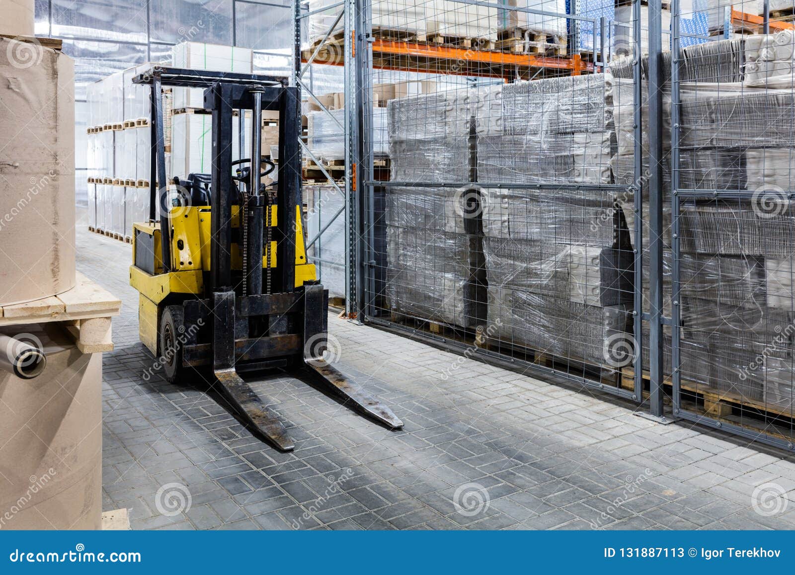 Autoloader in a warehouse stock image. Image of shelf - 131887113