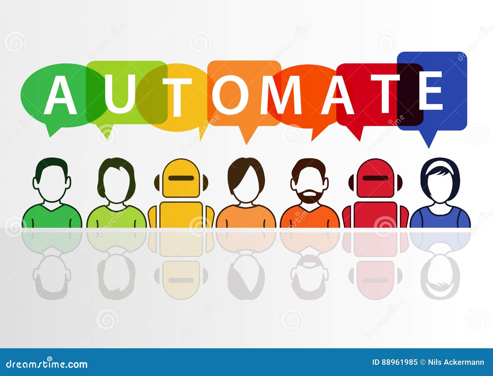 Automate Text With Speech Bubbles From Robots And People Cartoon Vector ...